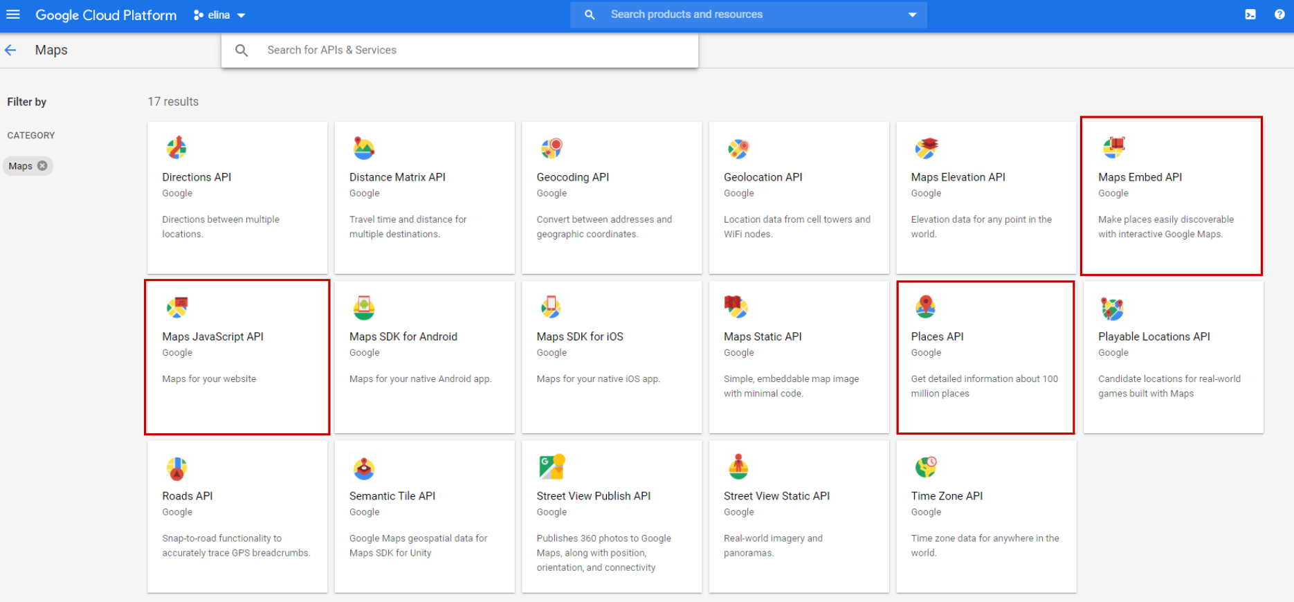 Maps API Key Elina PMS